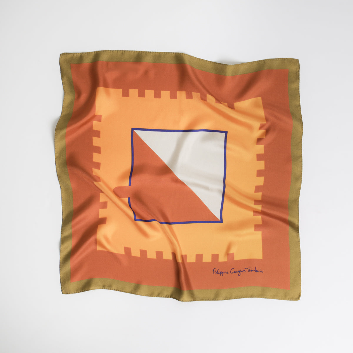 "Orange Square Castle" bandana square 50 – FGTONSILK